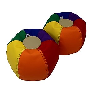 Factory Direct Partners 12267-AS SoftScape 10" Bean Puffs Seating Set for Toddlers and Kids, Colorful, Flexible and Lightweight for Daycare, Preschool, Home (2-Pack) - Assorted