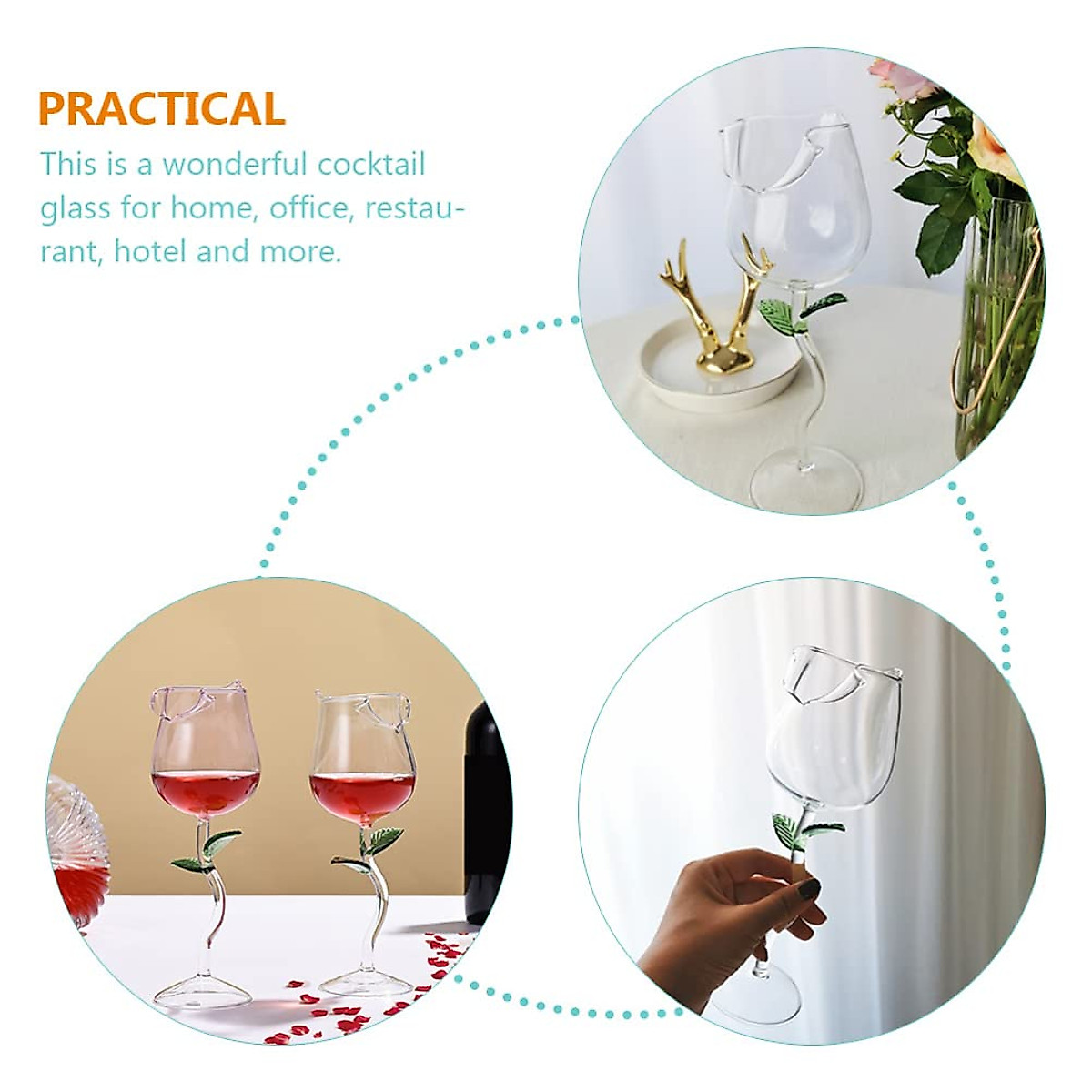 Martini Glasses Cup Flower Shaped Glasses Drinking Cup Wine Glasses Delicate Champagne Cup Glass Goblet Rose Design Wine Cup Liquor Holder Wine Glasses