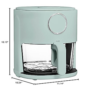 COOK WITH COLOR Colorful 1200W 4Qt Air Fryer: Glass Basket, Dishwasher Safe, 60min Timer, 6 Presets, Temp Control 175F-400F, 4 QT, Sage