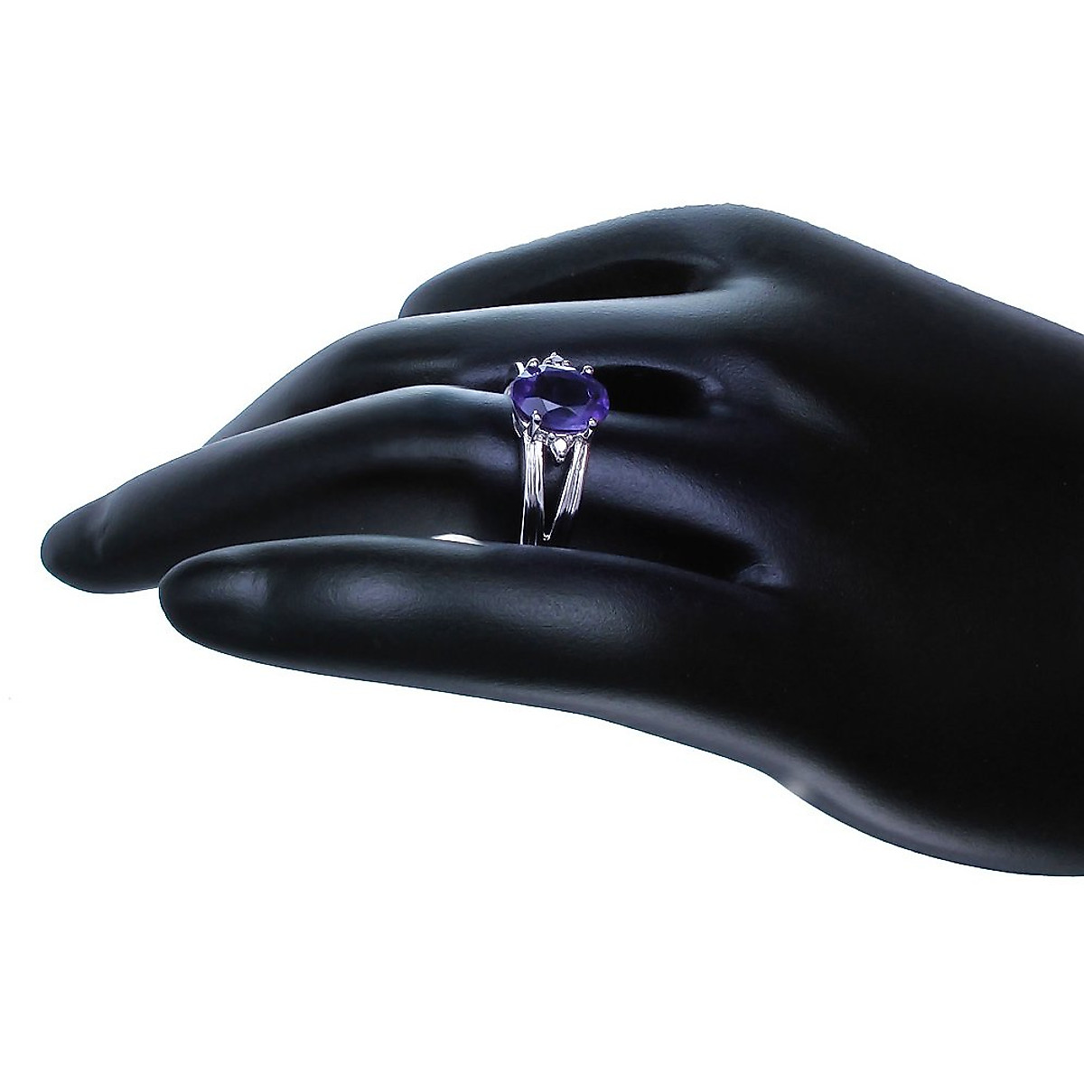 VIR JEWELS 1.20 cttw Purple Amethyst Ring .925 Sterling Silver with Rhodium Oval 8x6 MM Size 9