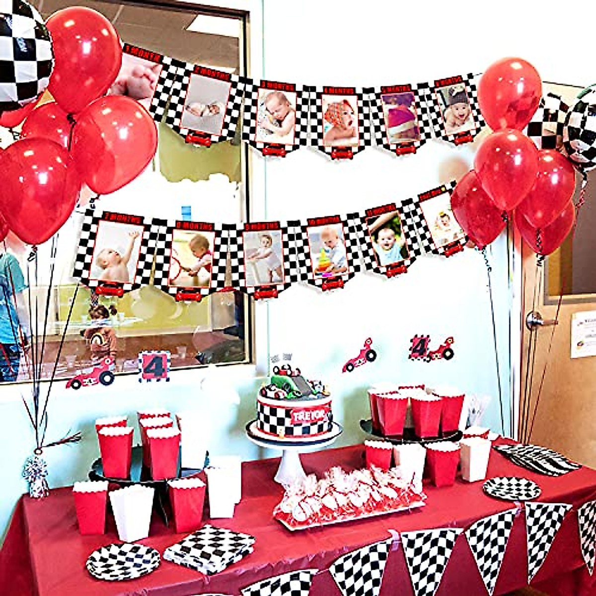 JeVenis Racing Car First Birthday Banner Fast One Birthday Party Decoration Supplies Fast One Birthday Decoration Racing Car Photo Banner