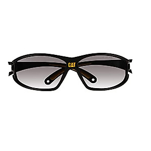 Caterpillar Tread Safety Glasses, Black and Yellow, Blue Mirror, Unisex