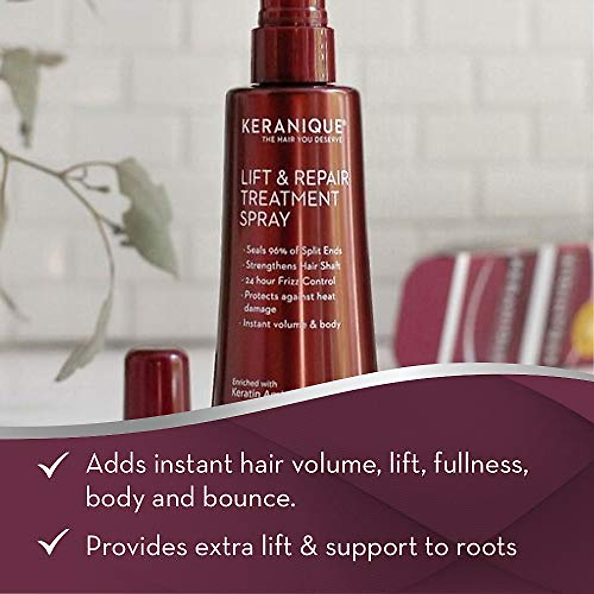 Keranique 60 Day Lift & Repair Kit | Shampoo, Conditioner, and Lift & Repair Treatment Spray | Keratin Amino Complex | Seals Split Ends | Free of Sulfates, Dyes and Parabens