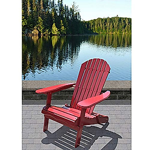 Merry Garden Northbeam Outdoor Lawn Garden Portable Foldable Wooden Adirondack Accent Chair,Deck,Porch,and Patio Seating with 250 Pound Capacity,Red
