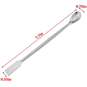 Lab Spoon Spatula MTQY 5PCS 2 in 1 430 Stainless Steel Lab Spoons with Flat Spatula Laboratory Sampling Spoon for Powders Gel Cap Filler Mixing Spatula