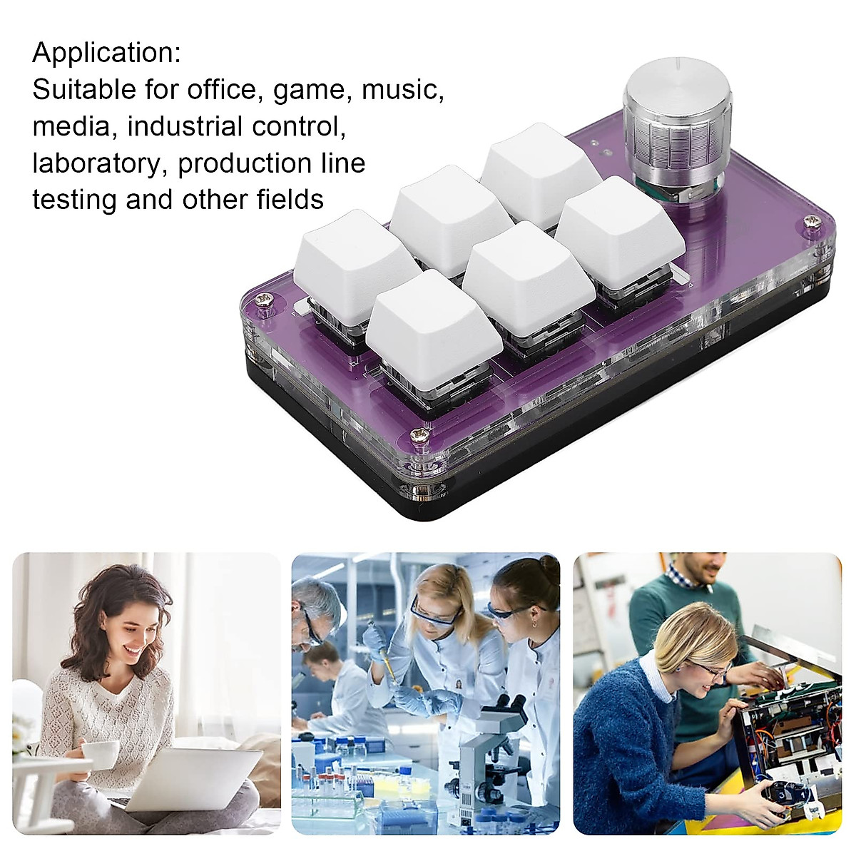 Oreilet One Handed Mechanical Gaming Keyboard, Multifunctional Shortcut Programmable Gaming Keypad with 6 Keys & Knob, USB Custimize DIY Keypad for Game Media Player