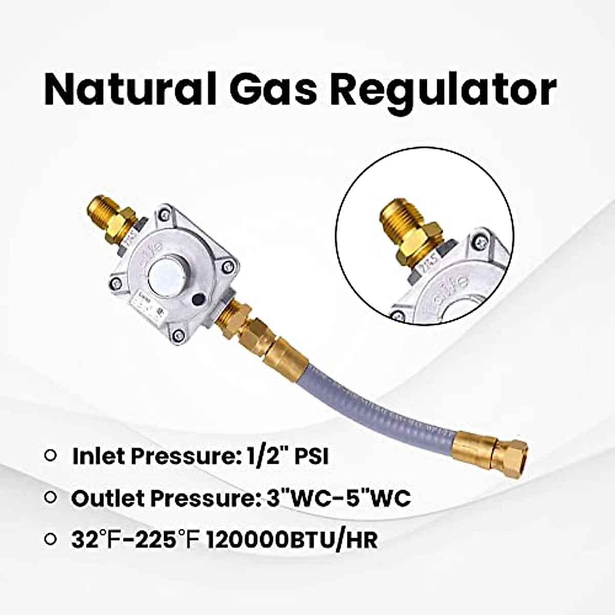 98523 10Ft 1/2" ID Natural Gas Conversion Kit,Propane to Natural Gas Conversion Kit,Natural Gas Hose and Nature Gas Regulator,Compatible with Monument Grills Model 41847NG and 77352NG