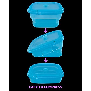 DGitaor Collapsible Silicone Food Storage Containers with BPA-Free Airtight Lids, Microwave, Dishwasher, and Freezer Safe, Stackable Foldable 4 Packs