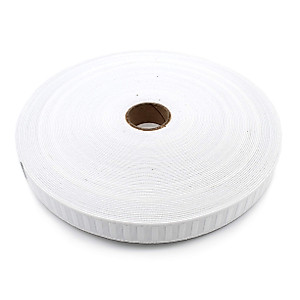 Non-Roll Elastic 1" White-Heavy Duty Ribbed Elastic (36 Yards on a Roll)- Made in USA