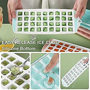 Small Ice Cube Trays with Lid - Mini Ice Trays for Freezer with Lid, ZDZDZ 2 Pack Easy-Release Tiny Ice Trays - Make 72 Ice Cube,Stackable Ice Mold Set for Iced Coffee Whiskey Beverages Cocktails