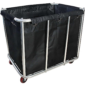 Large Laundry Cart with Wheels,Commercial Stainless Steel Heavy Duty Service Cart Laundry Hamper for Hotel/Home/School/Resort