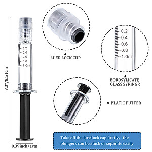 Nuanchu 1ml Borosilicate Glass Syringe Anti Leak Luer Connector Dispenser Without Needle Heat Resistant Accurate Measuring Tool for Thick Liquids, Glue, Ink, Pet Feeding(100 Pieces)
