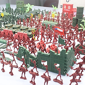 ikasus 330 Piece Plastic Army Men for Boys, Cool Mini Army Action Figures Military Set, Military Toy Soldiers Figures with Tanks, Planes, Flags Accessories Army Base Military Toy Figurines for Boys