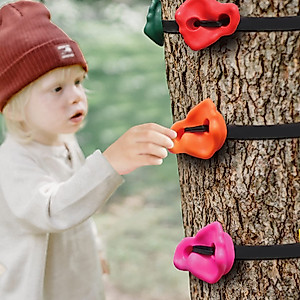 Just.smile Climbing Hold for Kids Outdoor-Ninja Tree Climbing Rocks 15 Pcs with 6 Ratchets-Climbing Grip Kits for Ninja Warrior Obstacle Course