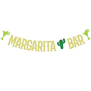 Gold Glitter Margarita Bar Banner, Margaritas Bunting Garland for Cinco De Mayo Mexican Fiesta Themed Party Decorations, Cactus Fiesta Bridal Shower Baby Shower Party Decorations