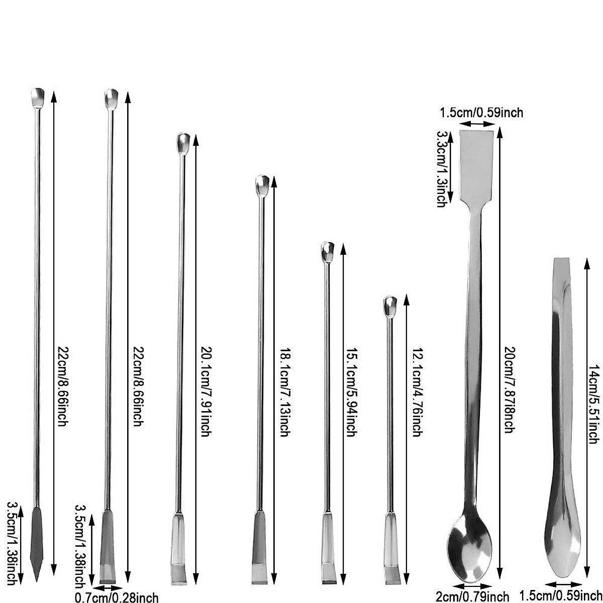 12 Pcs Stainless Steel Lab Spatula Micro Lab Scoop Spoon Reagent Laboratory Spatula Sampling Spoon with Pouch for Powders Gel Cap Filler, Capsule Filler