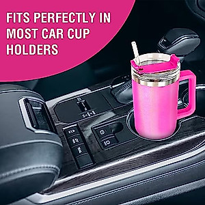 40oz Tumbler with Handle & Straw Lid | Reusable Pink Water Bottle Stainless Steel Travel Mug Tumbler Cups | Pink Tumbler Beach Cup Insulated Cup | Cupholder Friendly (Bright Pink Glitter)