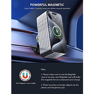 UGDLUCK for Magsafe Car Mount Charger, 15W Magnetic Wireless Car Charger with 8 RGB LED Backlit Magnetic Car Phone Holder Mount for iPhone 15 14 13 12