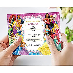 Poewodgs 20 Invitations Princess Invitation Cards Girl Party Supplies Birthday Invites with Envelopes