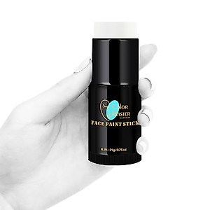 ColorMaster Clown White Face Body Paint Stick (0.75oz) | Face Paint, Body Paint, White Eye Black Sticks for Sports & Foundation Cream Makeup, Face Painting Kit for Halloween SFX Cosplay Costume Party