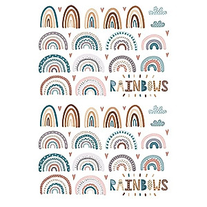 PartyKindom 2 Sets Cloud and Rainbow Wall Stickers Removable Decals Room Decoration for Home/Wall/Kitchen/Room Decor