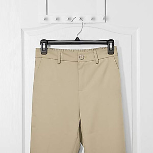 HOUSE DAY Pants Hangers 100 Pcs 12inch Black Plastic Skirt Hangers with Non-Slip Big Clips and 360 Swivel Hook, Durable Sturdy Plastic, Space-Saving Shape, Elegant for Closet Organizing