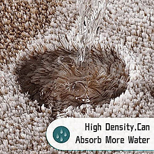 Yimobra Luxury Fluffy Bathroom Rug Mat, Extra Soft Comfortable Plush Absorbent Microfiber Bath Rugs, Thick Non Slip Shaggy Bath Mats for Bathroom Floor, Tub and Shower, Machine Wash, 36"x24", Brown