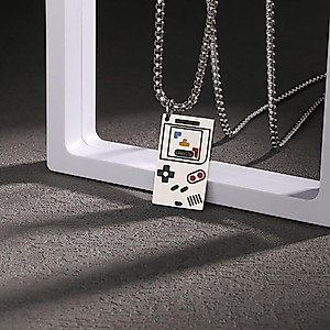 通用 3Pcs Vintage Enamel Game Console Pendant Necklace Set,Punk Hip Hop Video Game Controller Clavicle Chain Necklace Choker Necklace Jewelry for Women Men (Silver 3Pcs)