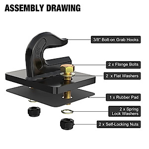 Sulythw Tractor Bucket Hooks, 3 Pack of Tractor Accessories with Heavy Duty Tow GRAP Hooks Loader Bucket Accessories for John Deere Kubota Kioti Compact Tractor(Max 15,000lbs, Black)