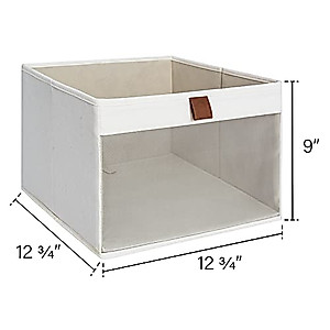 StorageWorks Closet Storage Bins with Clear Window and 2 Handles, Foldable Clothing Bins for Shelves, Large Fabric Organizer, Beige, 3 Pack