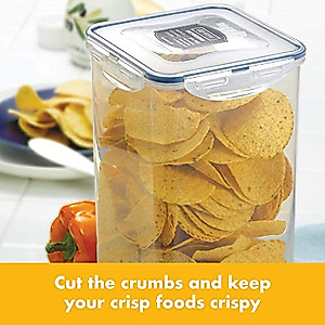 LocknLock Easy Essentials Food lids/Pantry Storage/Airtight containers, BPA Free, Square-16.9 Cup-for Chips, Clear