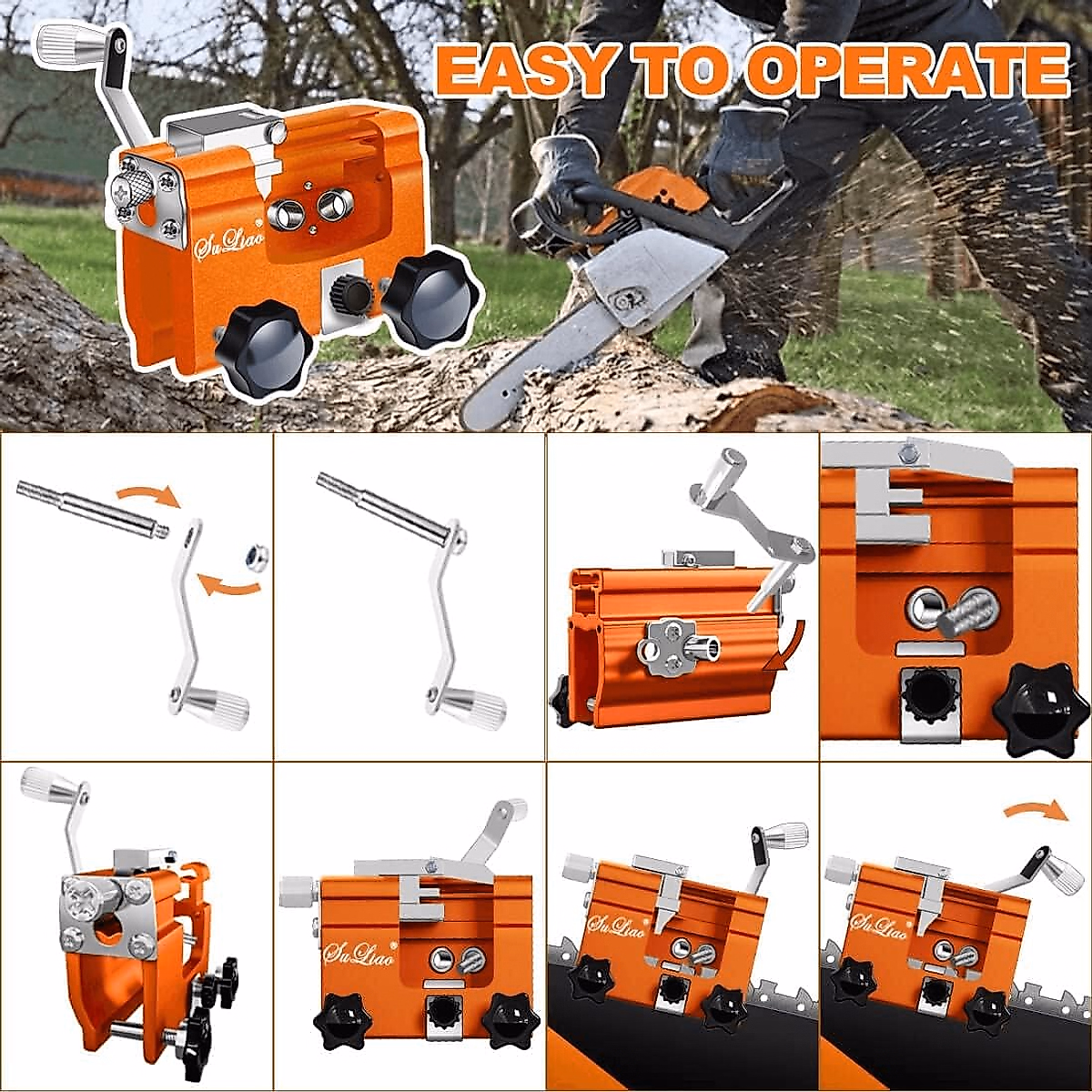 Chain Saw Sharpening Jig, Chain Saw Sharpener Tool with 5Pcs Tungsten Carbide Chainsaw Sharpener Bits, Portable Manual Chainsaw Chain Sharpening Jig Kit for 4"-22" Chain Saws, Keep Chain Saw Sharp