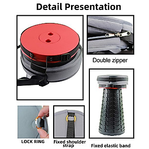 Deer's Life Portable Collapsible Stool with Cushion Pad, Retractable Folding Telescopic Camping Seat for Adults, Small Lightweight Sturdy Adjustable Stools for Travel,Kitchen,Garden,Fishing