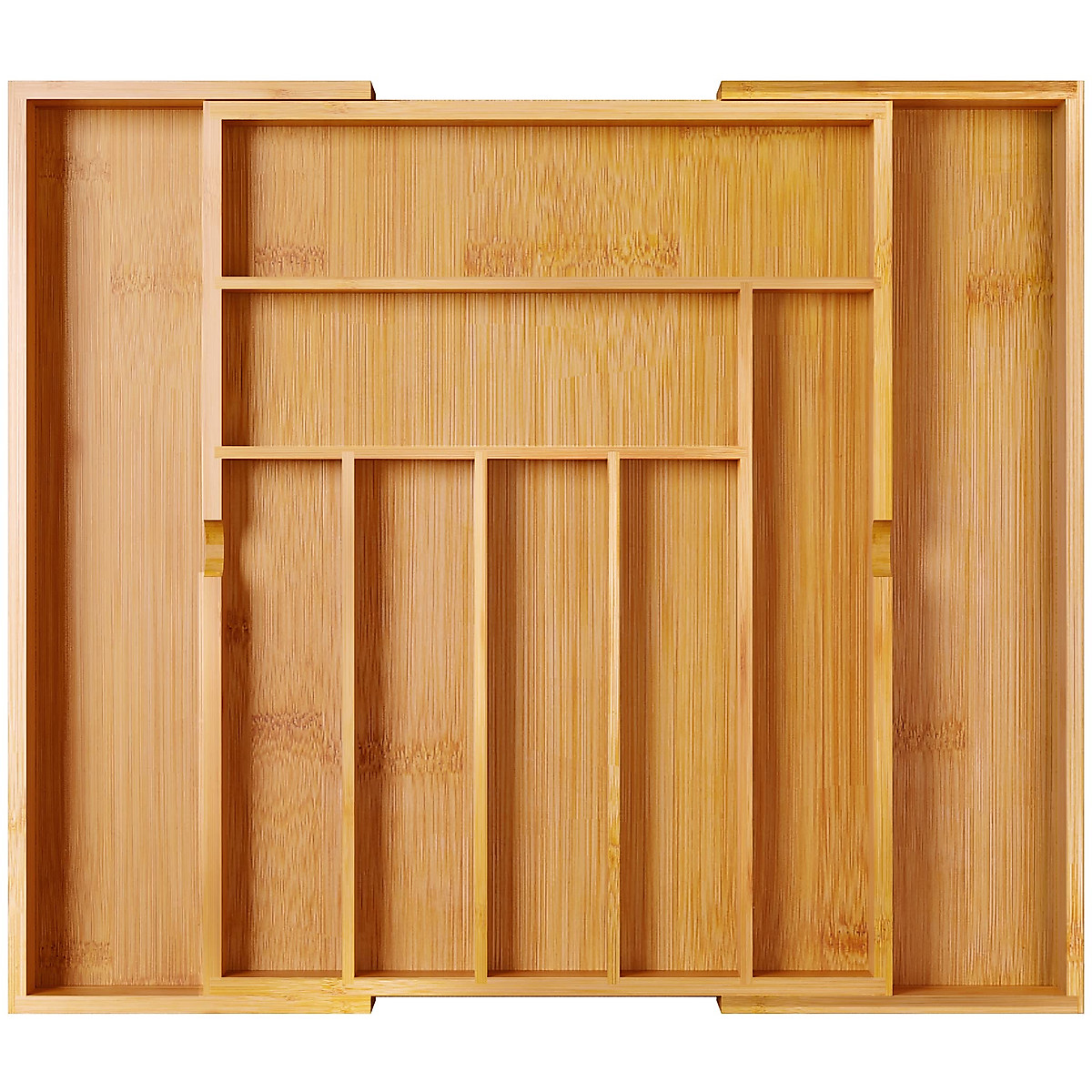 BAMEOS drawer organizer flatware organizer cutlery tray silverware organizer expandable adjustable bamboo drawer organizer kitchen bathroom
