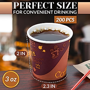 3 Oz Disposable Espresso Cups for Hot Drinks - 200Pcs Paper Espresso Cups for Party Cups Disposable Coffee Shots Cups for Wedding Travel Cup - Hot Coffee Cups for Espresso Cup Set Small Paper Cups
