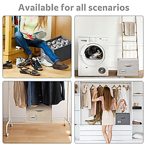 FHSQX 2 Pack Shoe Organizer for Closet,Fits up to 24 Pairs,Fabric Shoe Storage Bins,Large Shoe Box Storage Containers with Bottom Support for Shoes (Beige, (16.5 * 12.6 * 9.5) x1)