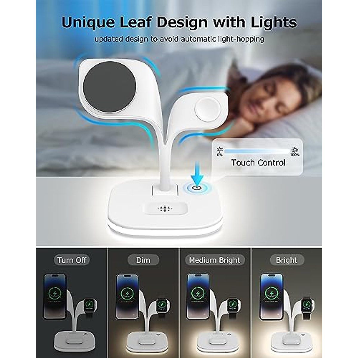 【2024 Newest】 5 in 1 Mag-Safe Wireless Charger for Apple Device with LED and Adapter, Magnetic Charging for iPhone 15/14/13 Pro/Max/Mini/Plus,15W Fast Charging Stand for Apple iWatch and Airpods