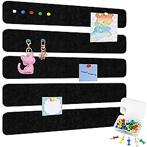 5PCS Felt Pin Board Bar Strips, COIDEA Bulletin Board Strips with 35 Pushpins for Office School Home Wall Decor, Self-Adhesive Felt Cork Board Strips for Paste Notes, Schedules, Photos