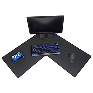 LPadds L Shaped Mouse Pad - Large, 3mm thickness, Stitched Edges, Water Resistant - Corner Mouse Mat for L Shaped Desk, Corner Desk and Gaming Setup
