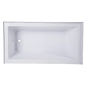 Kingston Brass Aqua Eden VTAP543022L 54-Inch Acrylic Alcove Tub with Left Hand Drain, White