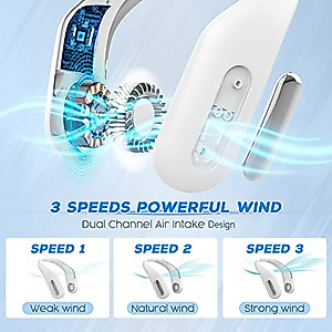 iDEART Bladeless Neck Fan, Neck Fans Portable Rechargable, 3 Speeds Ultra Quiet Personal Fan Hands-Free USB Rechargeable for Running Hiking Outdoors