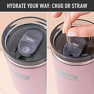 THERMOS Stainless Steel Cup Holder Mug - 40 Ounce, Sunset Pink - Insulated Tumbler with Lid and Straw, Plus Leak-Resistant Slide Lock