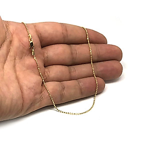 Jewelry Affairs 14k Yellow Real Gold Diamond Cut Bead Chain Necklace, 1.2mm, 18"