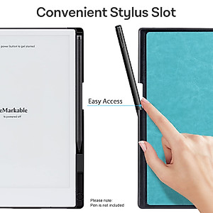 CoBak Case for Remarkable 2 Paper Tablet - Lightweight and Hard Back Shell Protective Book Folio Cover with Built-in Pen Holder - for 10.3" 2020 Released (SkyBlue)