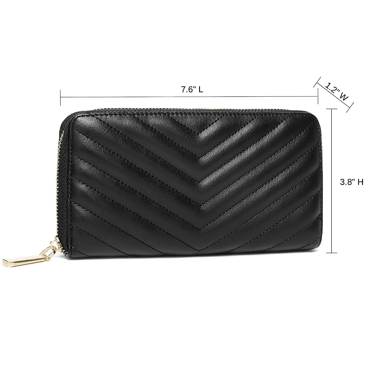 Daisy Rose Women’s Zip-Around Wallet & Phone Clutch with RFID Blocking, PU Vegan Leather (Black)