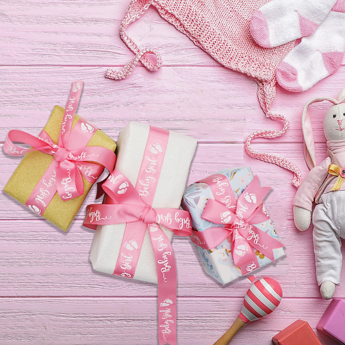 Baby Girl Pink Satin Ribbon 19mm Width Baby Girl Baby Shower Birthday Decoration …
