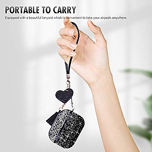 Valkit Compatible AirPods Pro Case, Glitter Diamond Shining Rhinestone AirPods Case Cover Hard Shock Proof Protective Case for Girls Women Compatible with Apple Airpods Pro Charging Case - Black