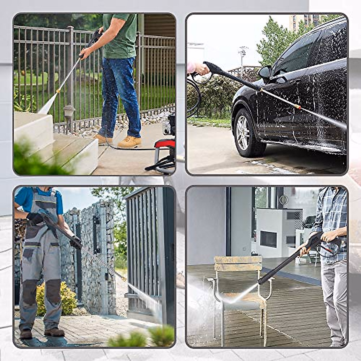 Selkie Pressure Washer Gun with Extension Wand and 26" Hose, Pressure Washer Gun with 26inch Pressure Washer Hose,16inch Extension Wand, 5 Nozzle Tips, and M22 15mm & M22 14mm Fitting, 4000 PSI