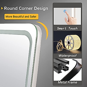 EDTEMI 40"x16" LED Lighted Wall Mounted Mirror, Full-Length Mirror with LED Lights, Full Body Mirror, Hanging Mirror for Bedroom Living Room Locker Room, White