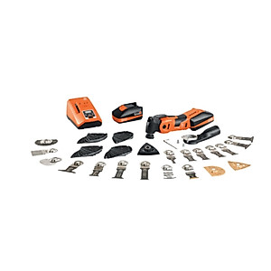 Fein Multimaster Tool AMM 700 Max Top Oscillating Kit - 18V Battery-Powered Cordless Multi Tool for Interior Work and Renovation - Includes 60 Accessories with Case - 71293461090
